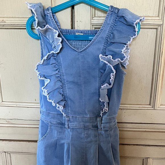 Habitual | Bottoms | Habitual Girls Ruffle Edge Denim Romper In Med ...
